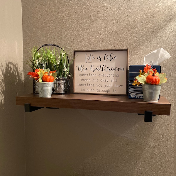 Life is Like the Bathroom - Cursive | Farmhouse Sign | Wood | Bathroom ...