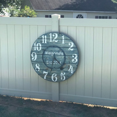 Farmhouse Wood Spool Wall Clock 20 to 36 IN Round Wooden Clock ...