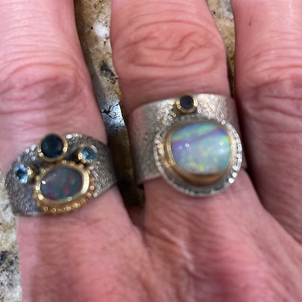 Crystal Opal in 18k Gold on Sterling Silver Ring - Etsy
