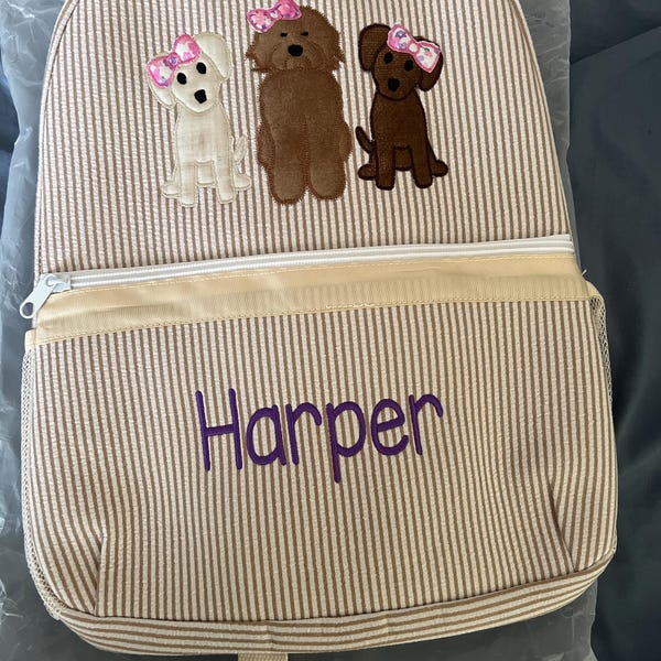 Personalized Seersucker Backpack, Faux Smocked Backpack, Girl Birthday ...