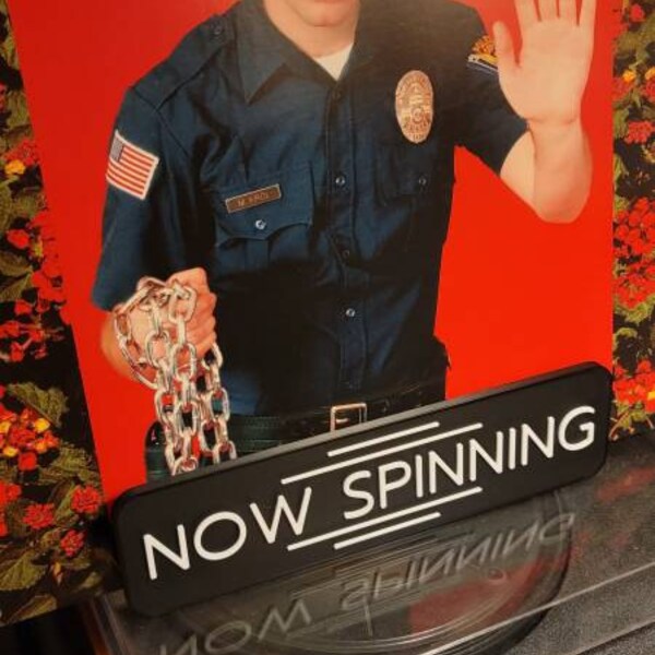 Now Spinning Display Stand for Vinyl Records - Retro Tabletop Holder ...