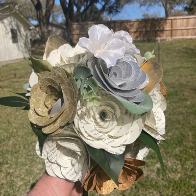 Custom Book and Color Rose Bouquet, Wedding Bouquet - Etsy