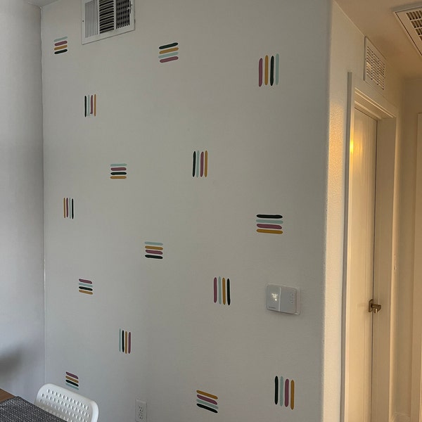 Line Wall Decals, Minimalist Stripe Wall Stickers, Colorful Bohemian ...