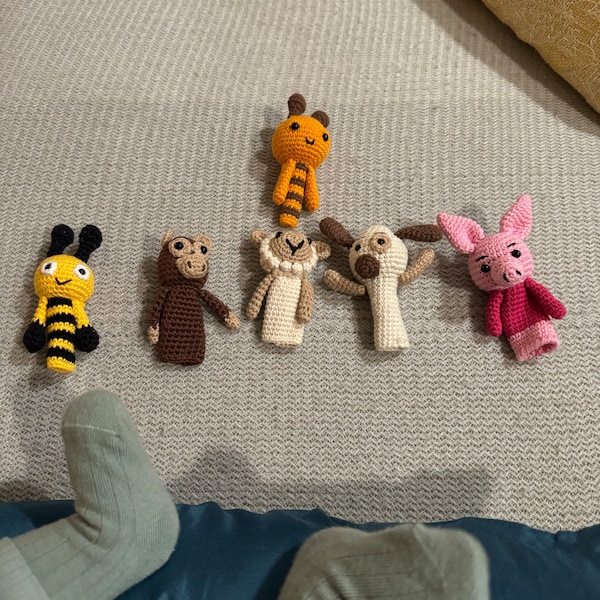 Crochet Farm Animal Finger Puppets: Organic Cotton Handmade Toy. - Etsy