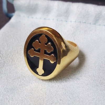 Knight Templar Ring in Solid 925 Sterling Silver Anello Sigillo Dei ...