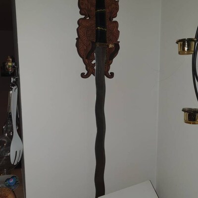 MJÖLNIR DRAGON Wooden Wall Mount for Hand and a Half Sword, LARP ...