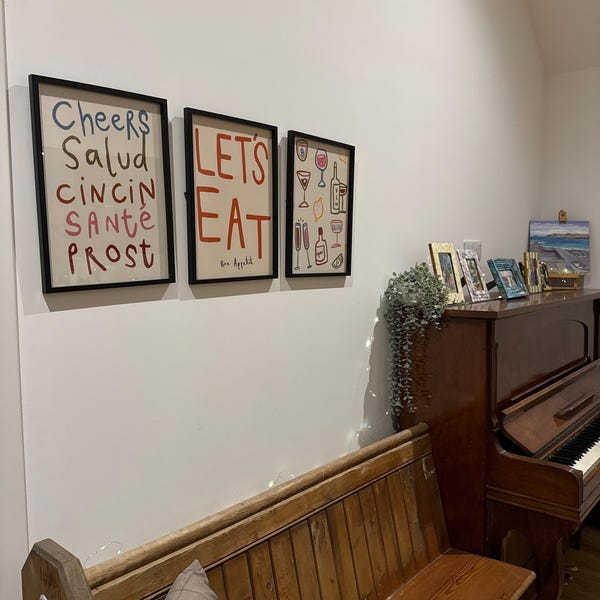 Let's Eat Print, Kitchen Wall Art, Abstract Print, Bon Appetit Print ...