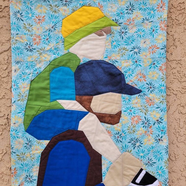 Sleepy Bear Baby Quilt, Sleepy Bear FPP Pattern, PJ Bear, Sleeping Cap ...