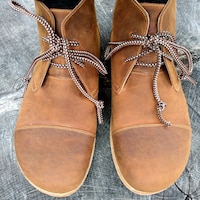 Women Wide Zero Drop Barefoot Greasy Khaki Leather Boots, Handmade ...