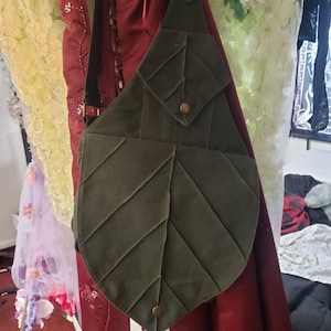 Leaf Backpack Book Messenger Bag Renaissance Fair Crossbody Purse Elven ...