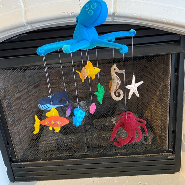 Octopus Mobile Pattern (pdf) - Felt Mobile / Ocean Mobile / Boy Mobile ...