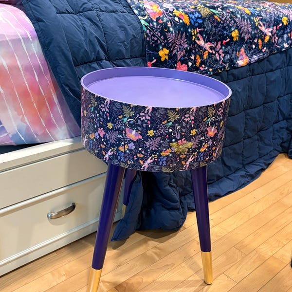 Pink Tiger Square Bedside Table, Two Drawers, Ideal Nightstand. Flamingo and Baby Pink With Gold ...