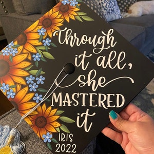 She Mastered It Grad Cap Topper Graduation Gift Tassel Custom - Etsy