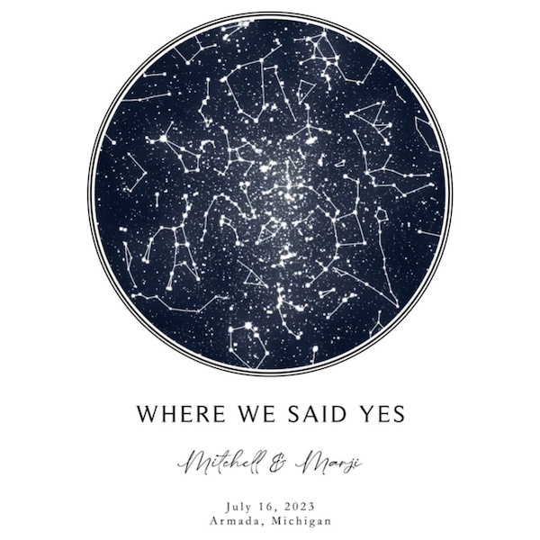 Digital Custom Star Map by Date, Custom Star Map, Engagement Where We ...