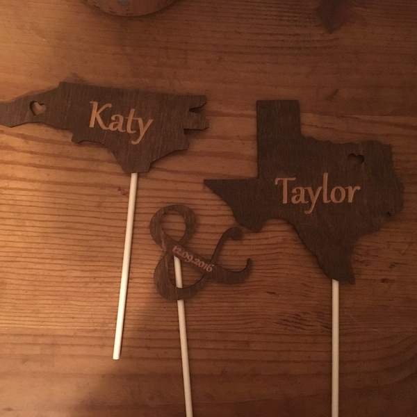 State Wedding Cake Toppers, Country Cut Outs, Ampersand, Rustic ...