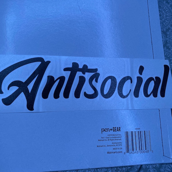 Antisocial Vinyl Decal Windshield Banner 7 Inches to 20 Inches Long ...