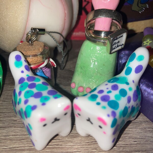 Handmade Painted Cute Quirky Clay Kitty Cat Figurine / Kitkats for Your ...