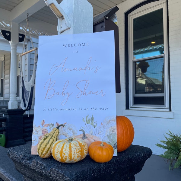 Pumpkin Welcome Sign Template, Pumpkin Baby Shower Welcome Sign, Fall ...
