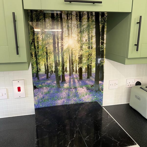 Kitchen Glass Splashback Toughened Tile Cooker Panel Any Size - Sage - Etsy