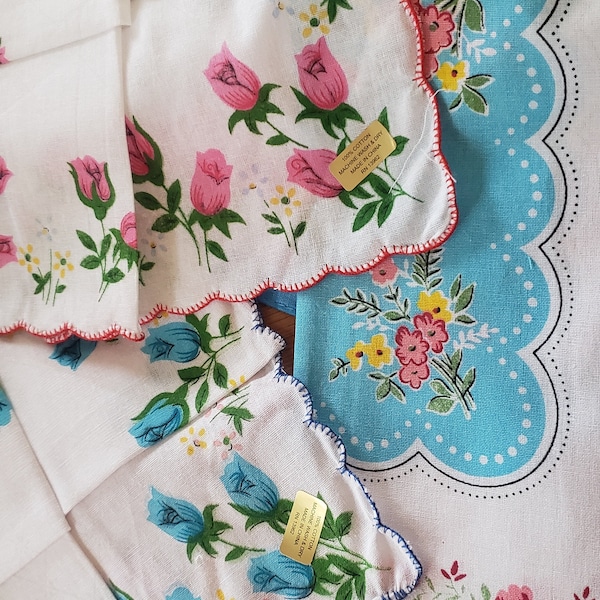 25 Women's Handkerchief Vintage Style Floral; Different Designs ...