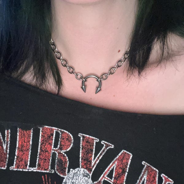 PIERCED 2 Stainless Steel Chainmaille Choker Necklace Goth Alternative ...