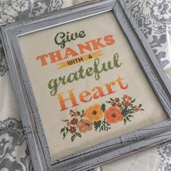 Modern Thanksgiving Cross Stitch Pattern Give Thanks With a Grateful ...
