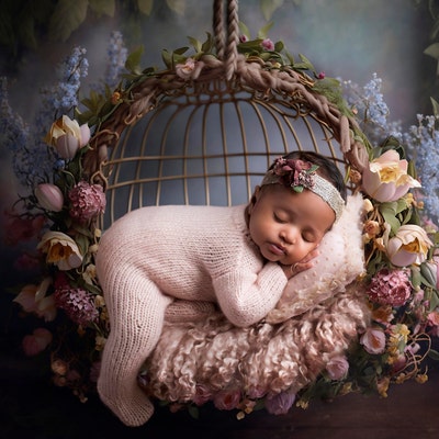 Newborn Swing Digital Backdrop, Baby Digital Background, Floral Baby ...