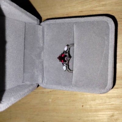 Vintage Teardrop Ruby Engagement Ring Set Milgrain Three Stone Wedding ...