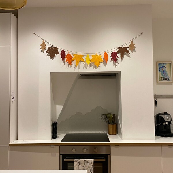 Autumn Leaves Garland Paper Leaf Bunting in Autumnal Colours. Eco ...