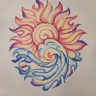Cross Stitch Pattern, Sun Cross Stitch, Water Cross Stitch, Modern ...