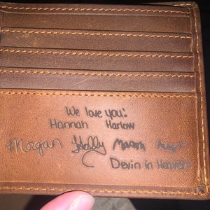 Handwriting Men's Wallet Engraved Memorial Signature | Etsy
