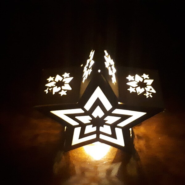 3D Star lantern, Christmas decoration, tealight SVG CUTTING FILE ...