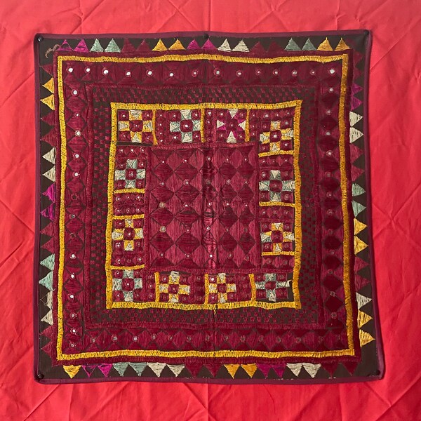 Vintage Hand Embroidered Flower Motifs Gujarati Textile Banjara Wall ...