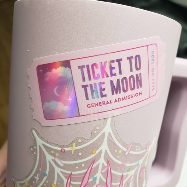 Holographic Ticket to the Moon Vinyl Sticker | Cute Kawaii Stationery ...