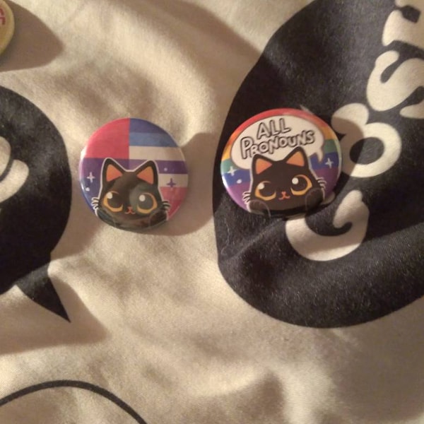 Pride Cat Flags Button Pin - LGBTQ Custom - Trans - Gay - Lesbian ...