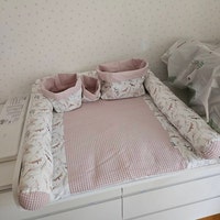 Beige Changing Mat in Fabric, Changing Pad With Accessory Baskets, Baby ...