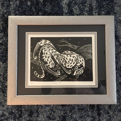 Sloth Linocut Relief Print on Dyed Paper - Etsy