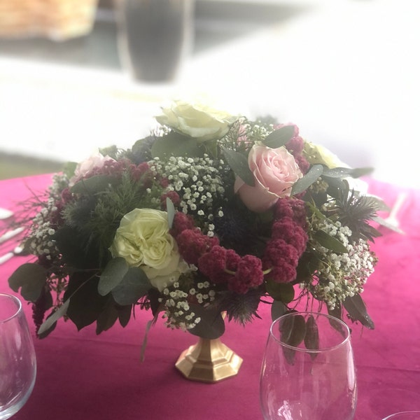 Gold Compote Bowl, Gold Compote Vase, Pedestal Vase, Wedding ...