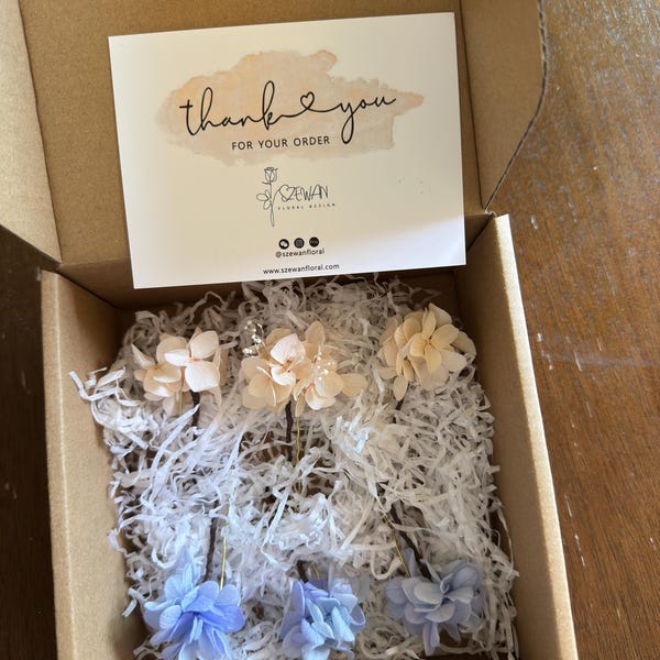 Indigo Hydrangea Preserved Flower Hairpin Set – Handmade Bride Wedding ...
