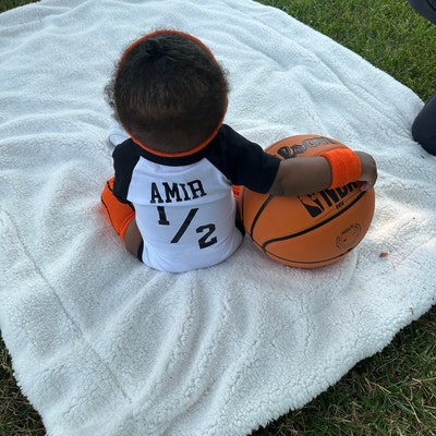 Personalized Basketball Half Birthday Uniform Jersey Headband ...
