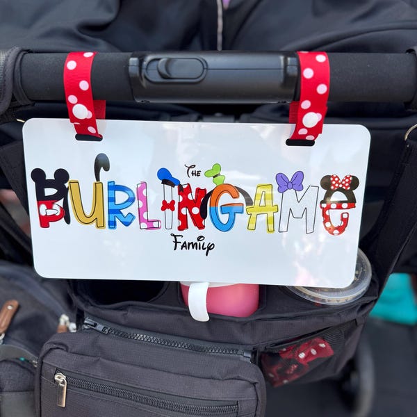 Personalized Family Name Stroller Tag, Amusement Theme Park Sign for ...
