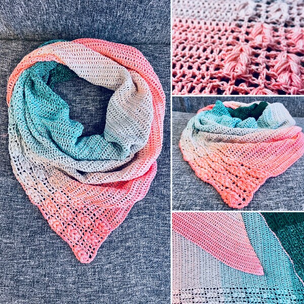 CROCHET PATTERN - Hopscotch Asymmetrical Scarf, US Term, Triangle Scarf ...