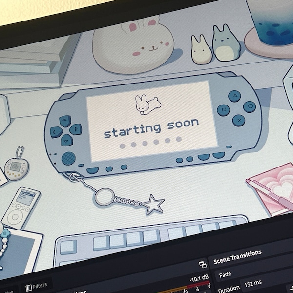 Animated Static Screens Cute Bunny Plush Lofi Desk Pink Stream Overlay ...