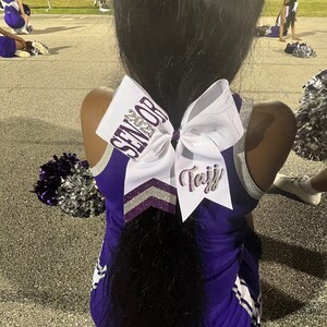 Blue Black White and Silver Paint Drip Cheer Bow/dance - Etsy