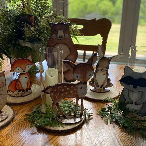 Forest Critters Individual - Cute Animal Woodland Painted Wooden Cutout ...