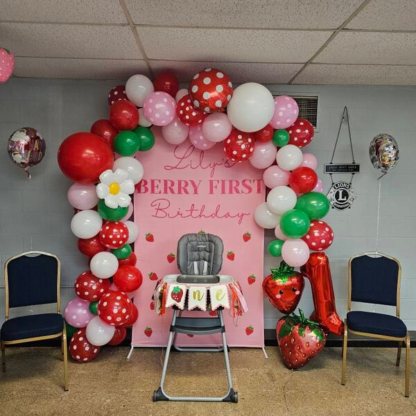 Personalized 'berry First' Birthday Balloon Arch, Girls First Birthday ...