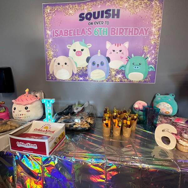 Editable Squishmallow Birthday Thank You Tags, Squishy Favor Tags ...