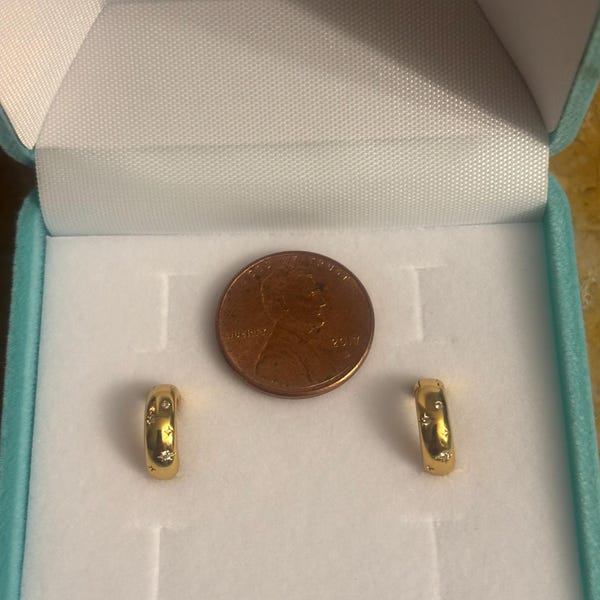 Diamond Huggie Hoop Earrings, 14K Gold CZ Cartilage Hoop, 6mm, 8mm, 10mm Hoop, Girlfriend Gift ...