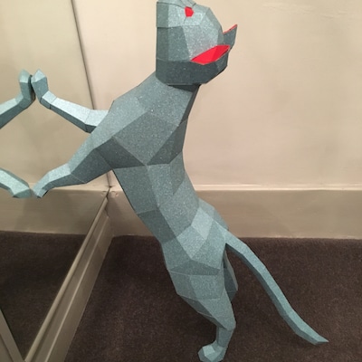 Cat Papercraft, 3D PDF Template, Papercraft Animals, Low Poly DIY, DIY ...