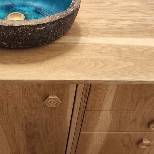 Wooden Hexagonal Handles, Wood Engraving Pattern ,wood Drawer Knobs ...